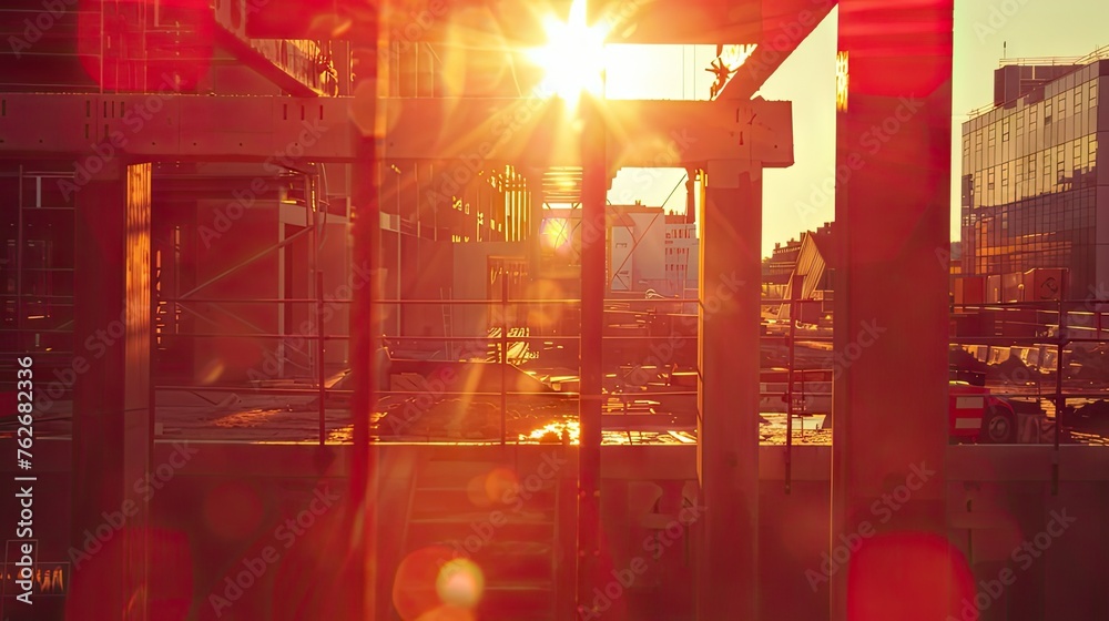 Witness urban growth with our vibrant image capturing a construction ...