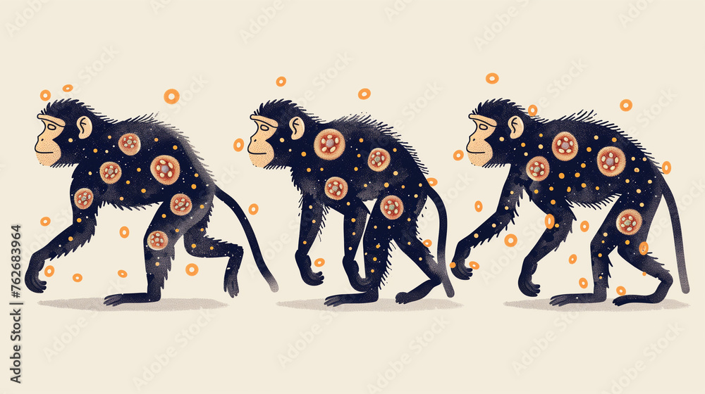 Monkeypox Virus. Virology 3D Render ,infectious zoonotic disease ...