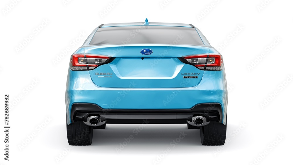 Tokyo, Japan. March 19th, 2024. Subaru Legacy Tourer. A light blue mid ...