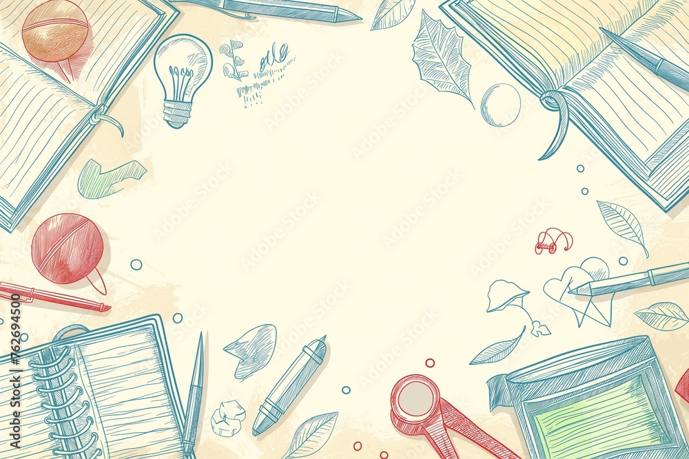 White educational background with green hand-drawn educational ...