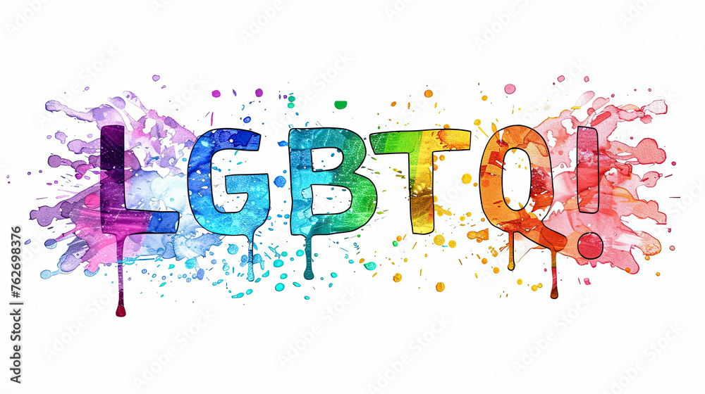 LGBTQ concept, the word LGBTQ written in colorful text on a white ...