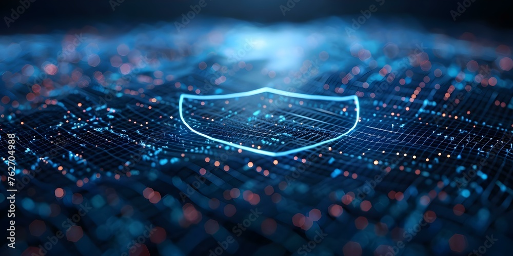 Protecting Data and Privacy: Cybersecurity Shield Wireframe Concept ...