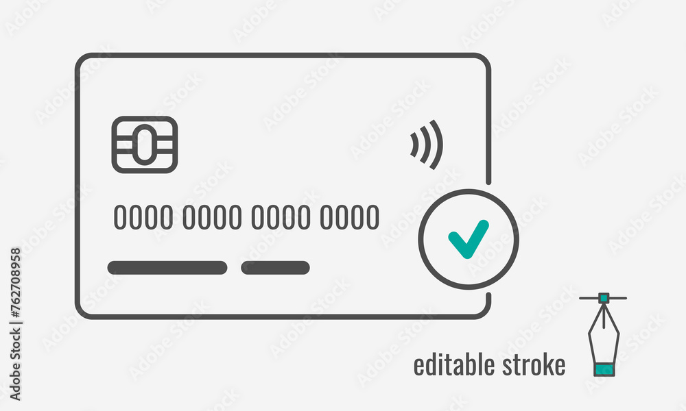 Credit Card accepted line icon.Online payments and Cashless,No cash ...