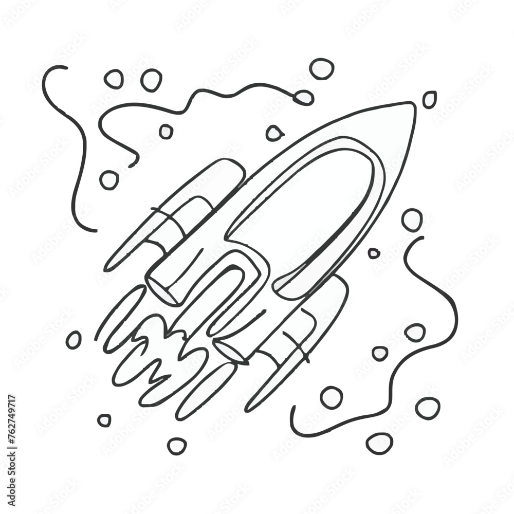 Adobe Illustrator Artwork of a black and white drawing of a rocket ...