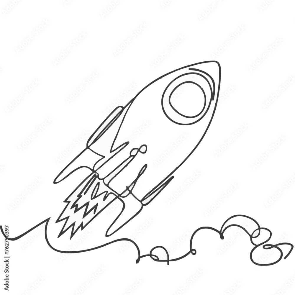 Adobe Illustrator Artwork of a black and white drawing of a rocket Stock Vector | Adobe Stock