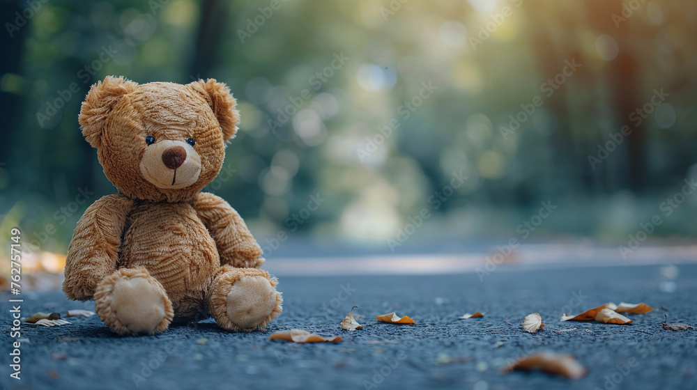 International missing Children day, 25 may, Lost teddy bear toy lying ...