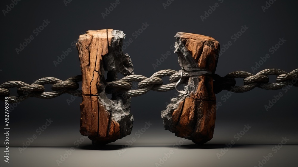 Broken chain concept and disconnected symbol as two different tree ...