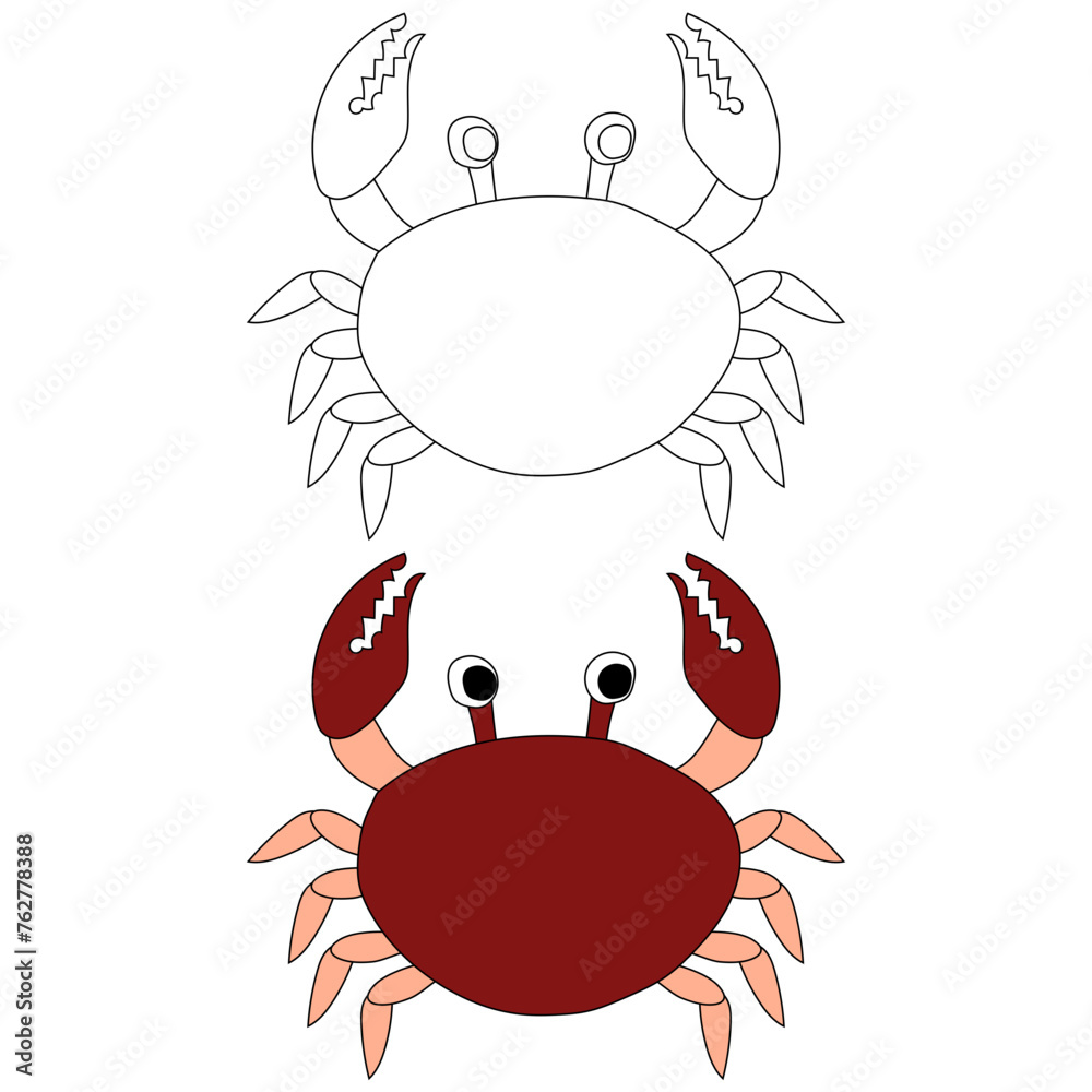 Crab Clipart Set for Lovers of Sea Animals and Ocean Creatures. Outline ...