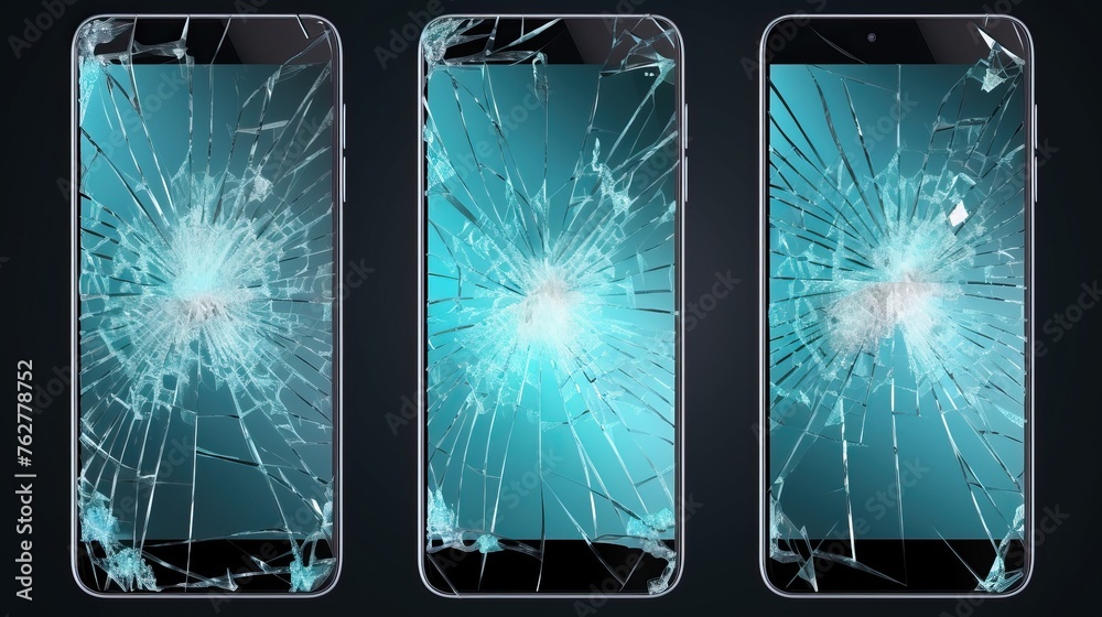 Cracked glass, vector scratched phone screen, smartphone broken pane ...