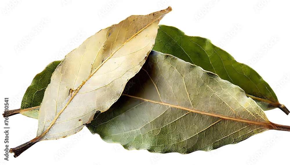 dried bay leaves isolated on white transparent background, for printing ...