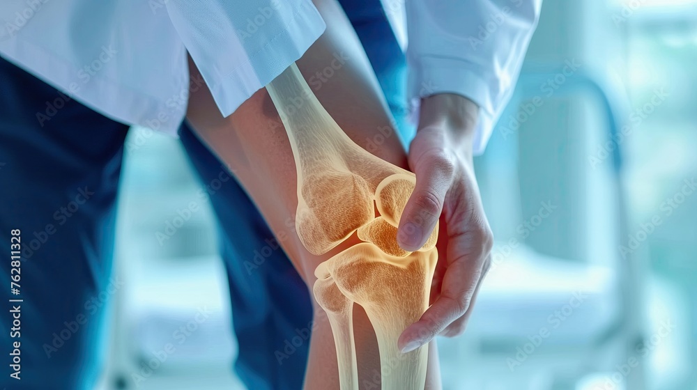 orthopedic surgeon doctor examining patient s knee joint x ray films ...