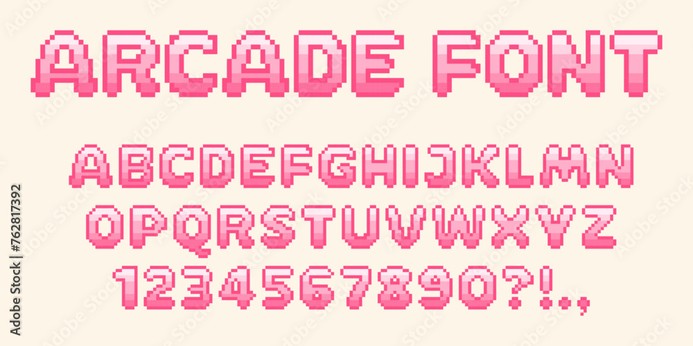 Pixel video game font. 8-bit symbols. Isolated Vector Letters And ...