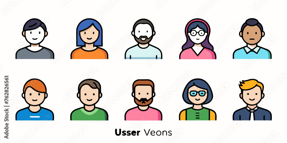 Big set of user avatar. Male and female faces. User pic, face icons for ...