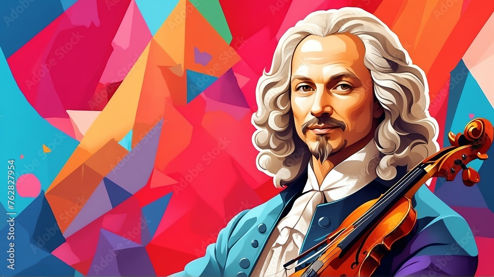 Antonio Vivaldi colorful geometric shapes background. Digital painting ...
