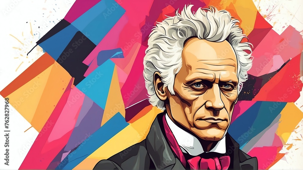 Arthur schopenhauer colorful geometric shapes background. Digital ...