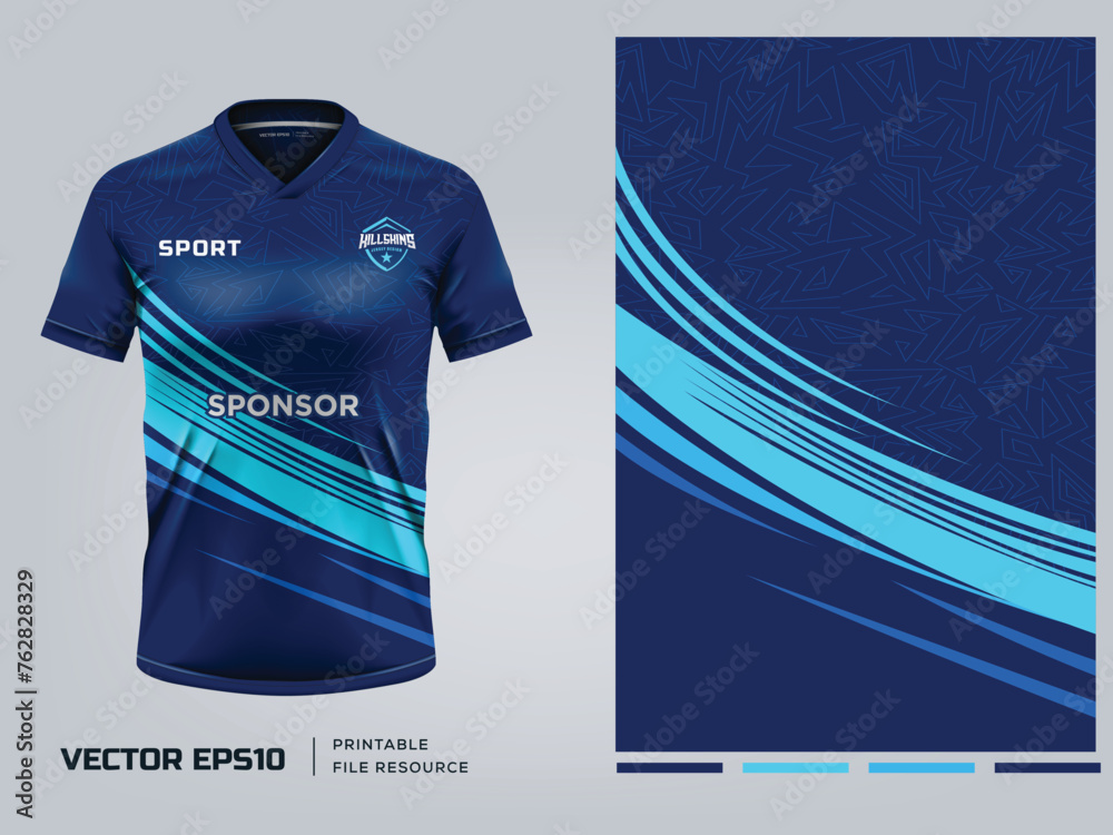 Jersey mockup template t shirt design. Blue abstract splash design for ...