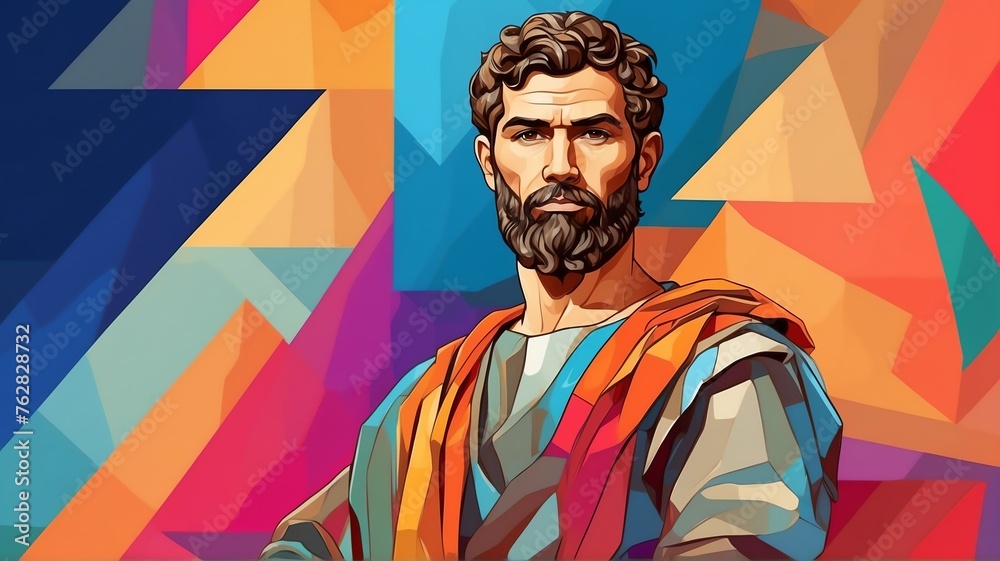 Thales of miletus portrait colorful geometric shapes background ... Thales of miletus portrait colorful geometric shapes background ...