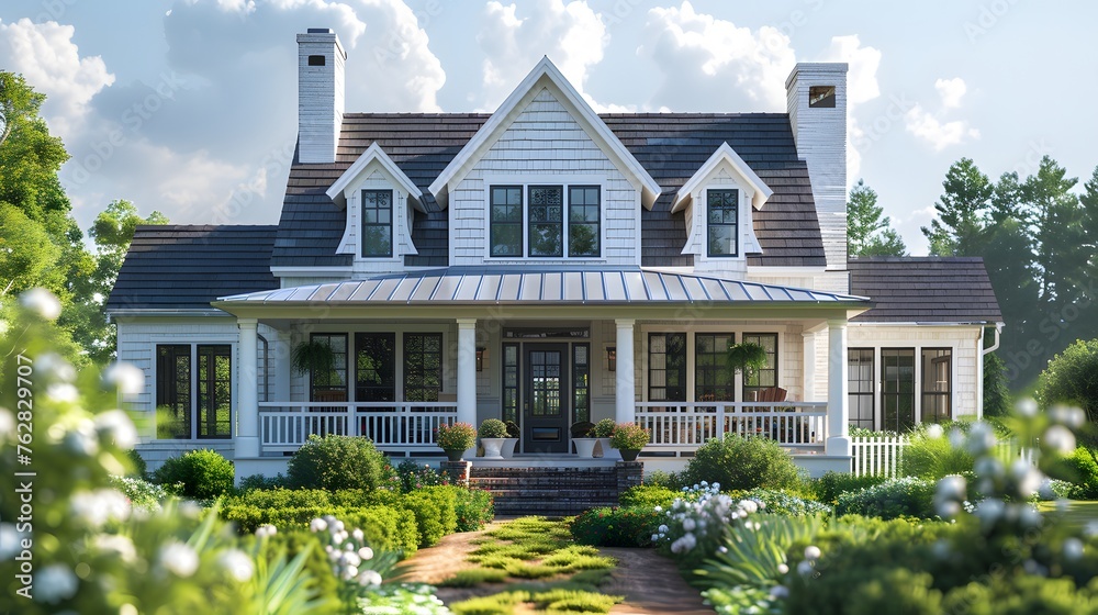 a white Cape Cod-style house exterior, with cedar shingle siding ...