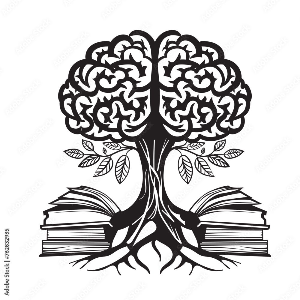 Knowledge Growth Concept Illustration. Monochrome vector illustration ...