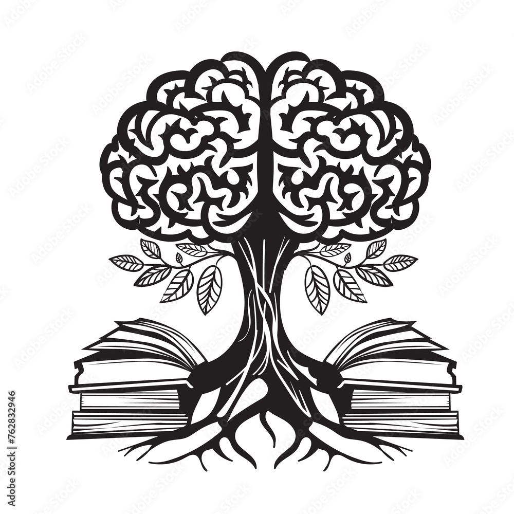 Knowledge Growth Concept Illustration. Monochrome vector illustration ...