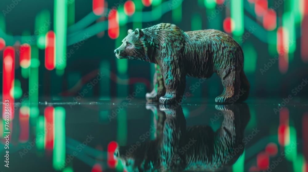 Stock candlestick chart showing financial data, where green and red ...