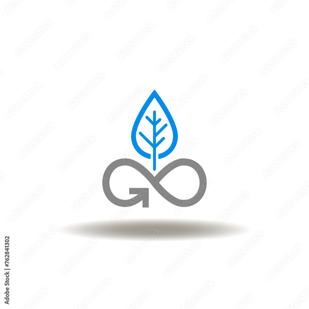 Vector illustration of infinity sign with arrow and leaf. Symbol of ...