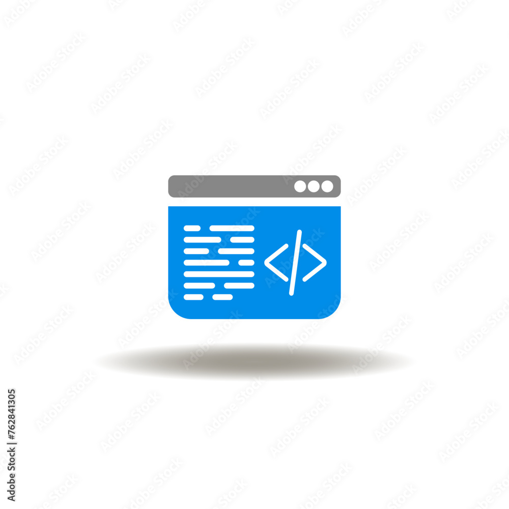 Vector illustration of website with text and code sign. Symbol of web ...