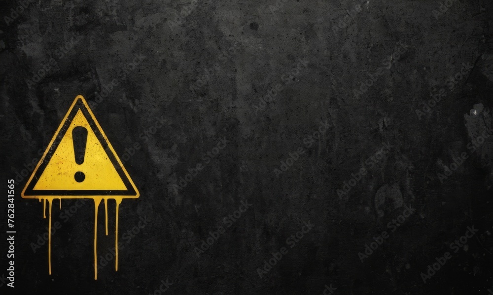 Warning sign with a triangular frame, exclamation mark and paint ...