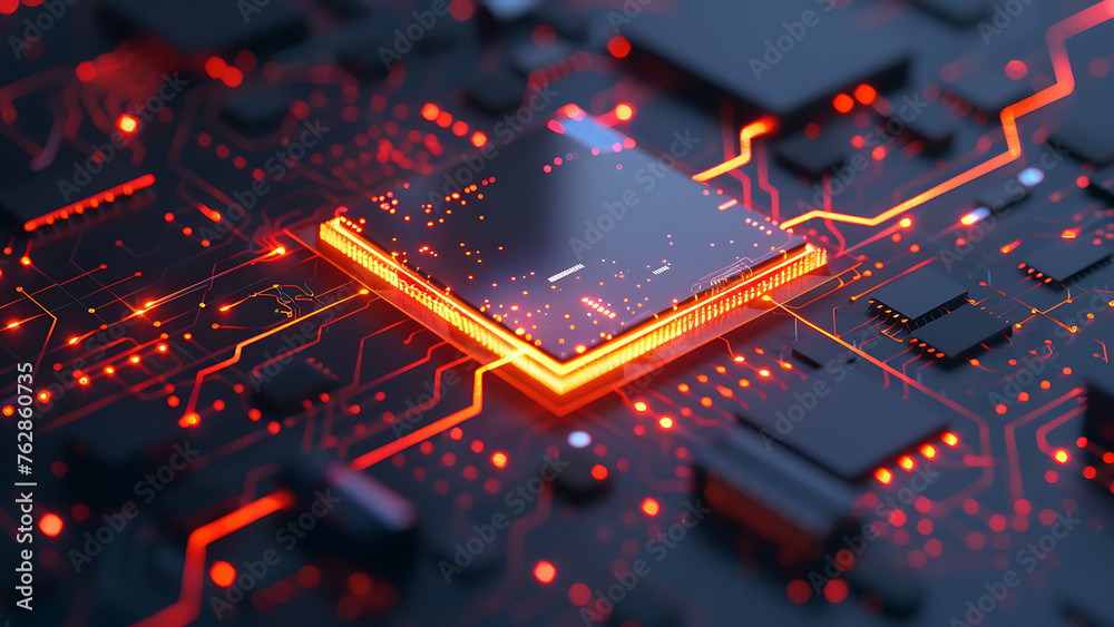 Highly detailed technology texture, AI supercomputer Chrome, insane ...