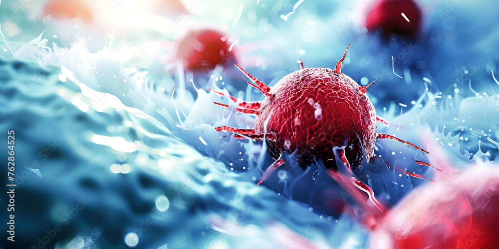 view of Cancer cells, World Cancer Day, Vesicle 3D Render Exosomes and ...