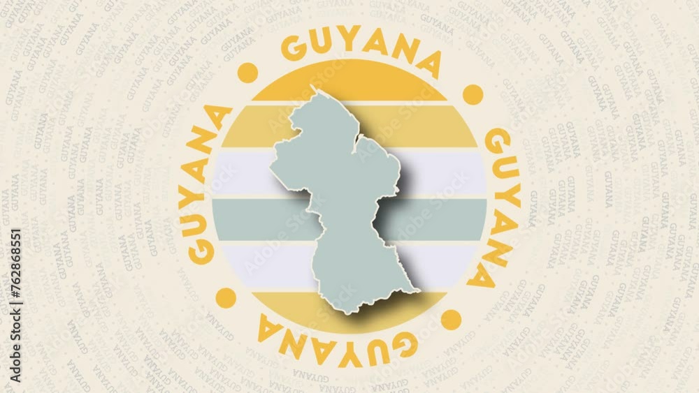 Guyana logo intro. Badge with the circular name and map of country ...