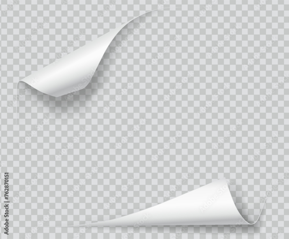 Paper with bent diagonal corners realistic vector illustration. Banner ...