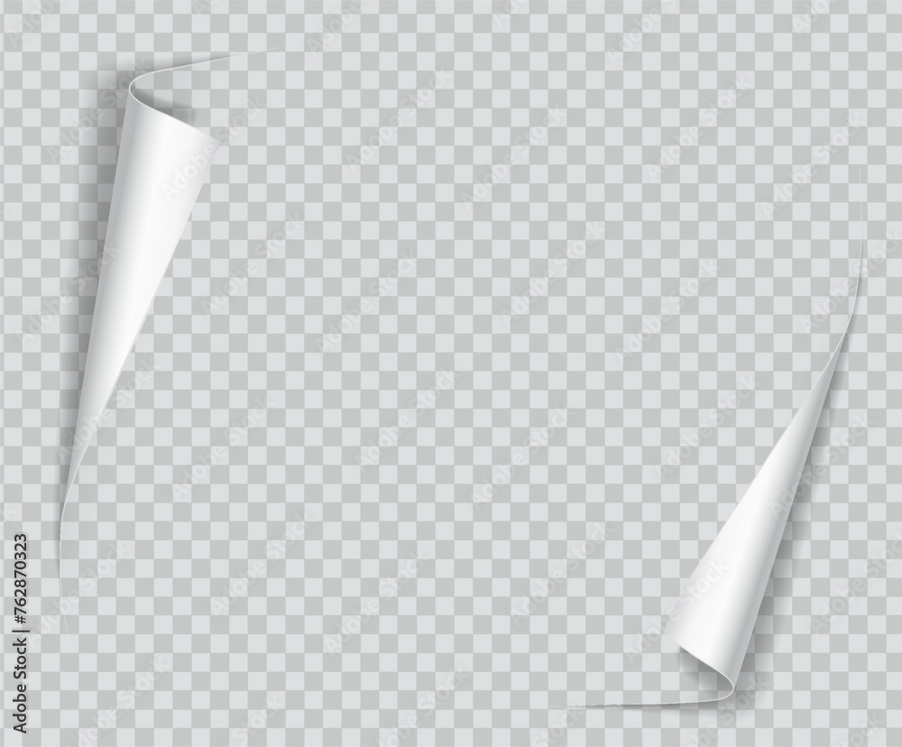 Paper with bent diagonal corners realistic vector illustration. Banner ...
