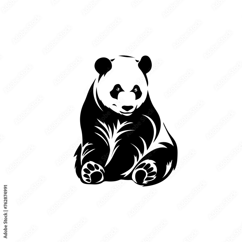 Stylized Giant Panda Illustration. A striking monochrome vector ...