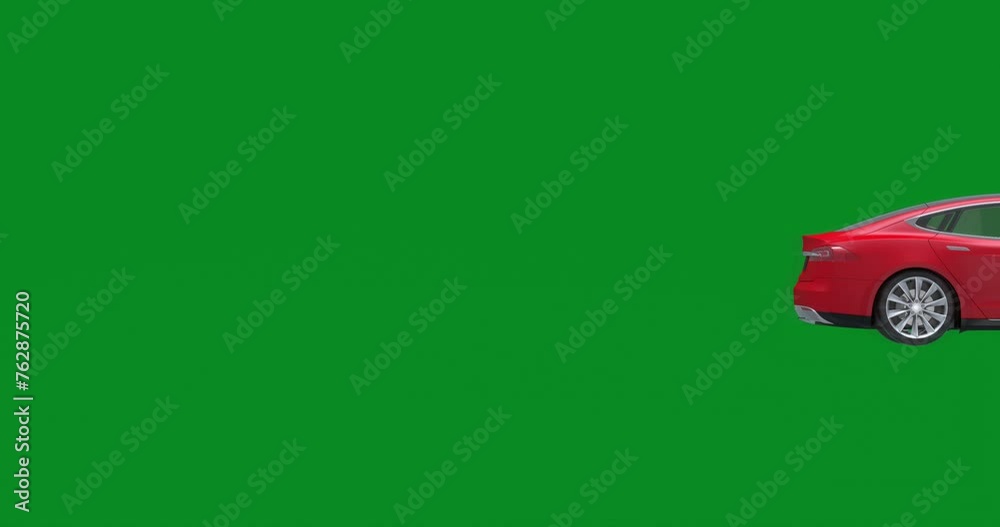 Red Car moving from Left To Right,Sport Car isolated on Green Screen ...