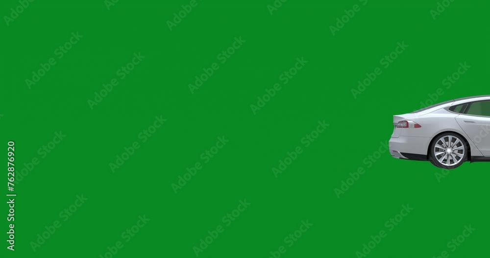 White Car moving from Left To Right, Sport Car isolated on Green Screen ...