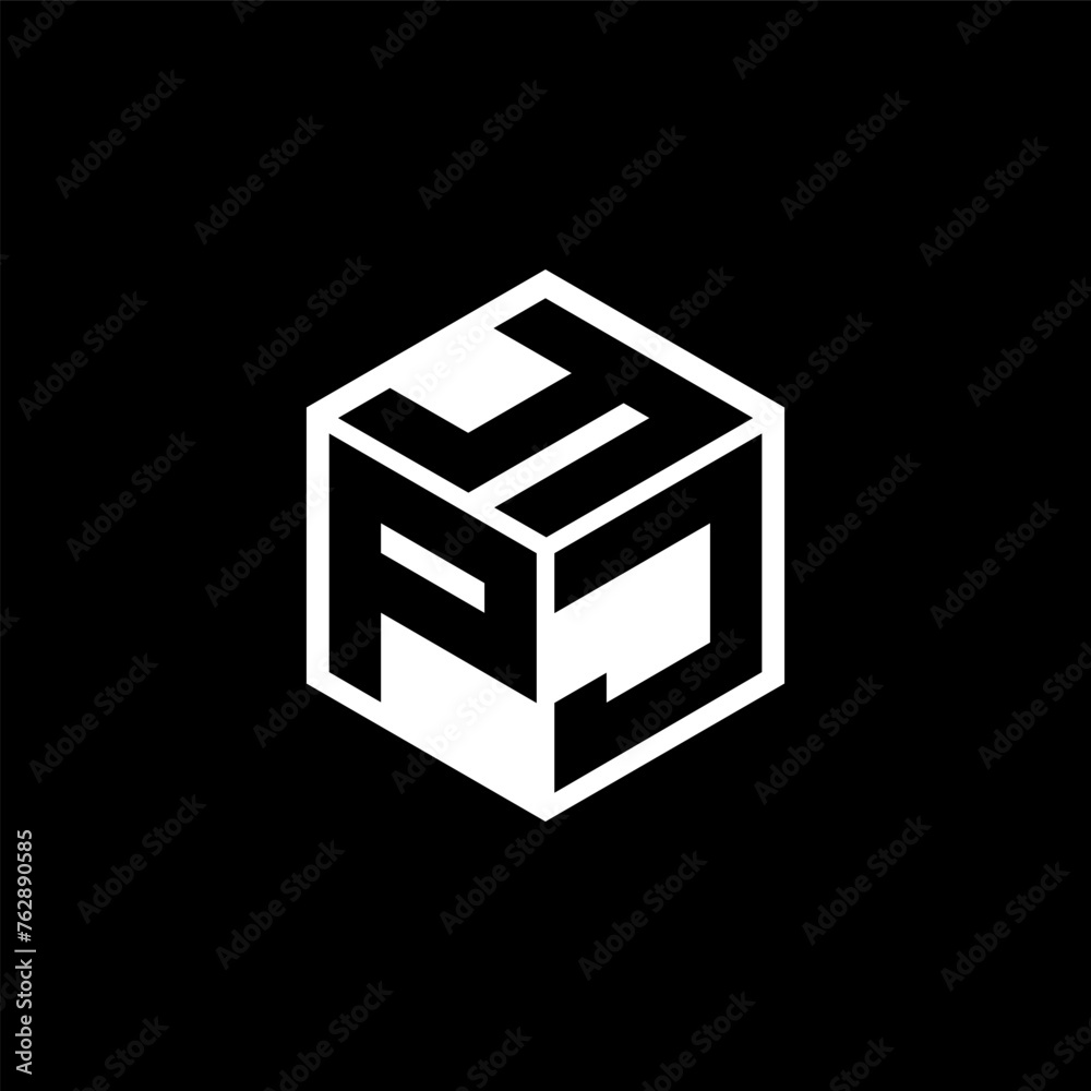 PJY letter logo design with black background in illustrator, cube logo ...