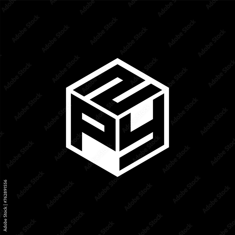 PYZ letter logo design with black background in illustrator, cube logo ...