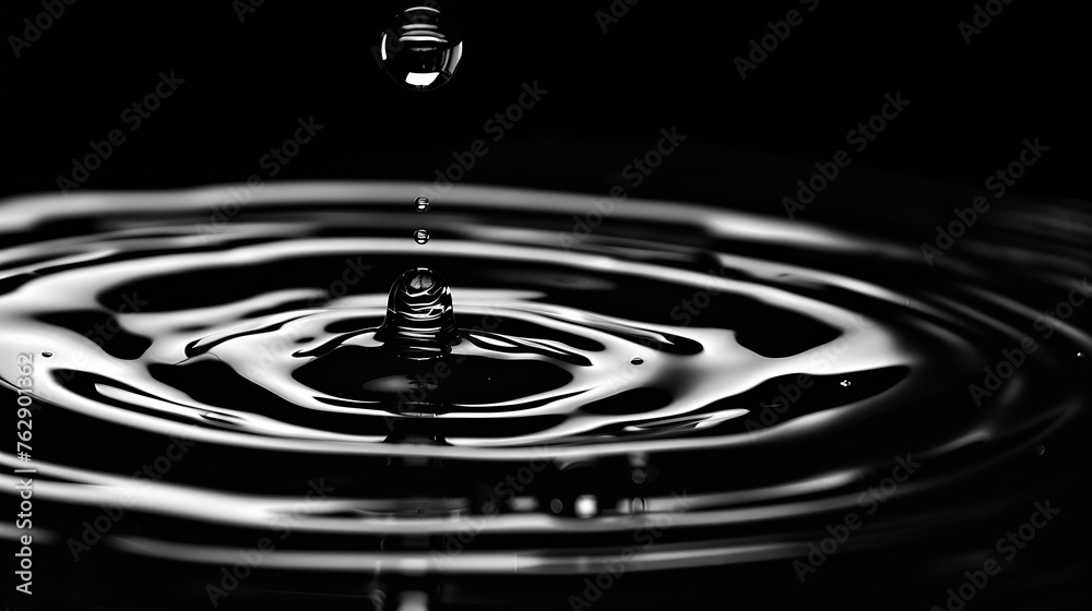 Panorama Water ripples from a drop of water in the dark water drop dark ...