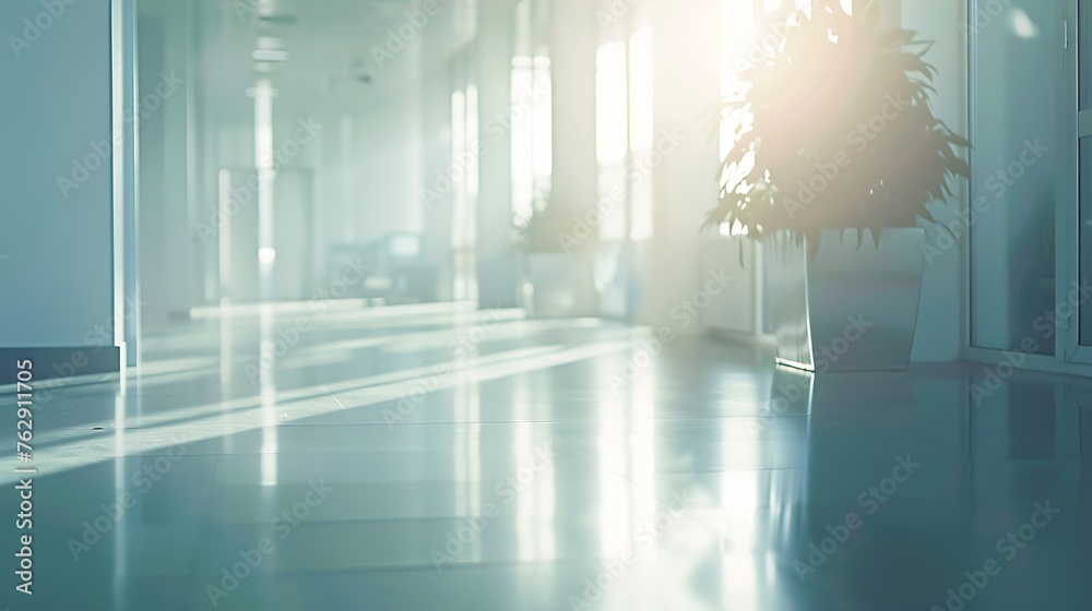 The open space office is empty and dim Abstract light effect on office ...