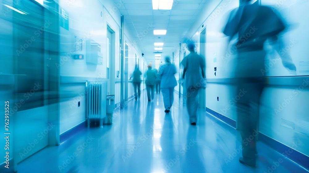 blurred for background blurred figures of doctors and nurses in a ...