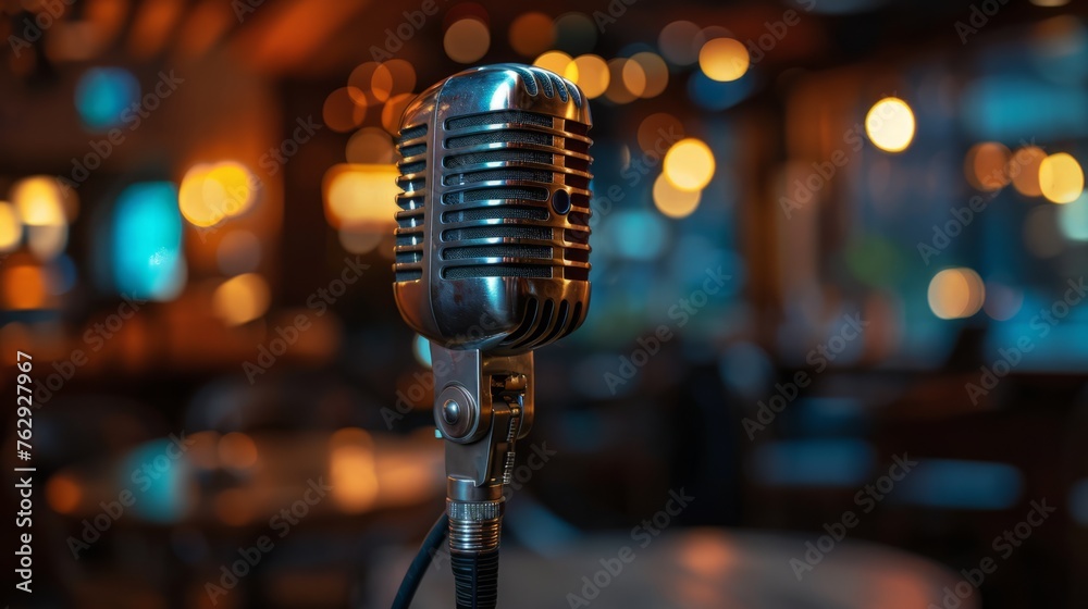 Professional broadcasting microphone in an isolated acoustic ...