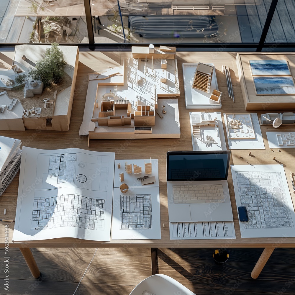 Architectural model presentation on a desk. Sophisticated architecture ...