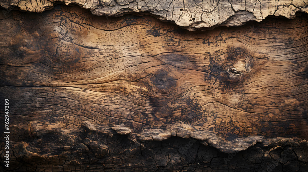 wood surface with remnants of bark, creating a connection to the tree's ...