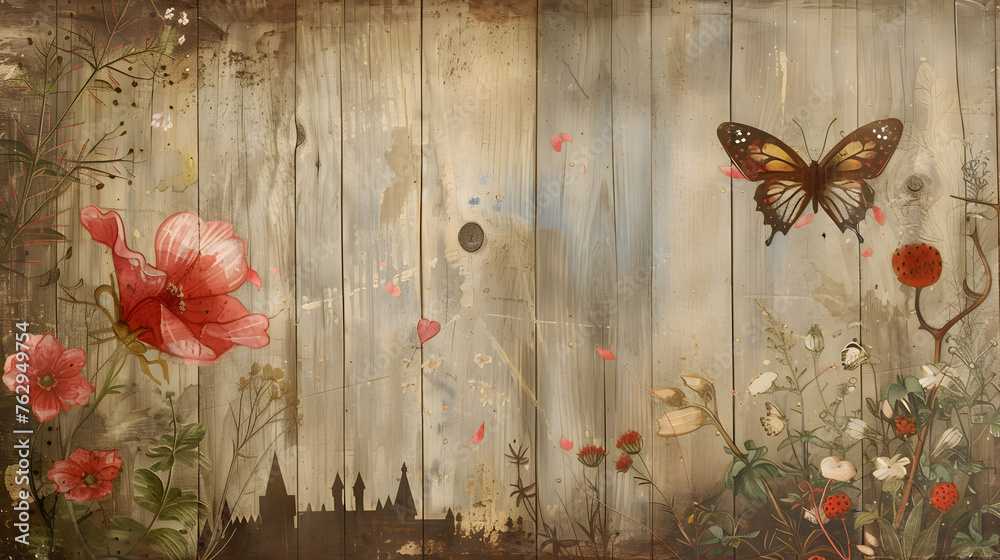 wood texture background infused with the enchantment of a fairy tale ...