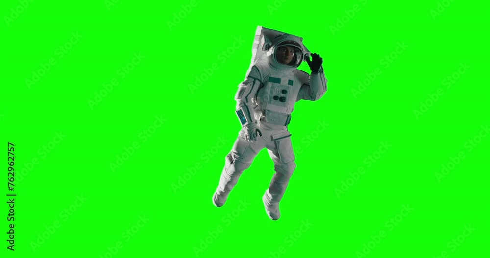 Green Screen Chroma Key Studio: Male Actor Playing an Astronaut ...