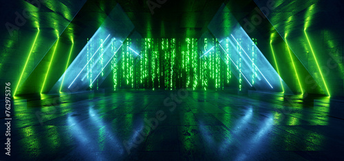 Fototapeten - Cyber Matrix Code Neon Futuristic Sci Fi