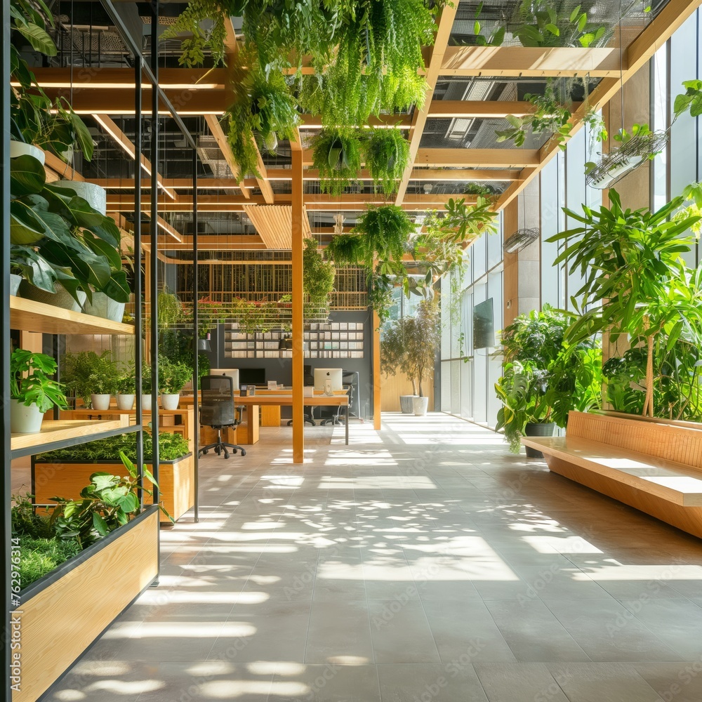 Bright and airy office landscape with hanging gardens. A stunning ...