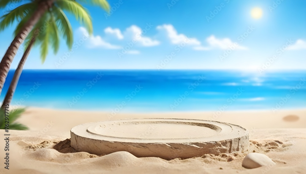 Beach podium background product summer sand display stand sea cosmetic ...