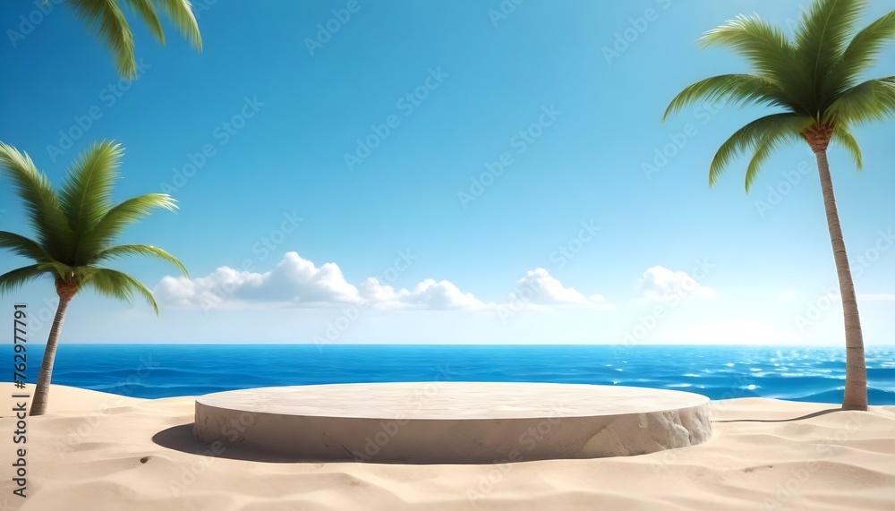 Beach podium background product summer sand display stand sea cosmetic ...